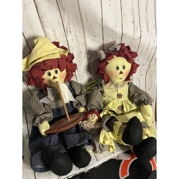 Other | Vintage Raggedy Ann Andy Rag Dolls Primitive Holiday Boy Girl ...